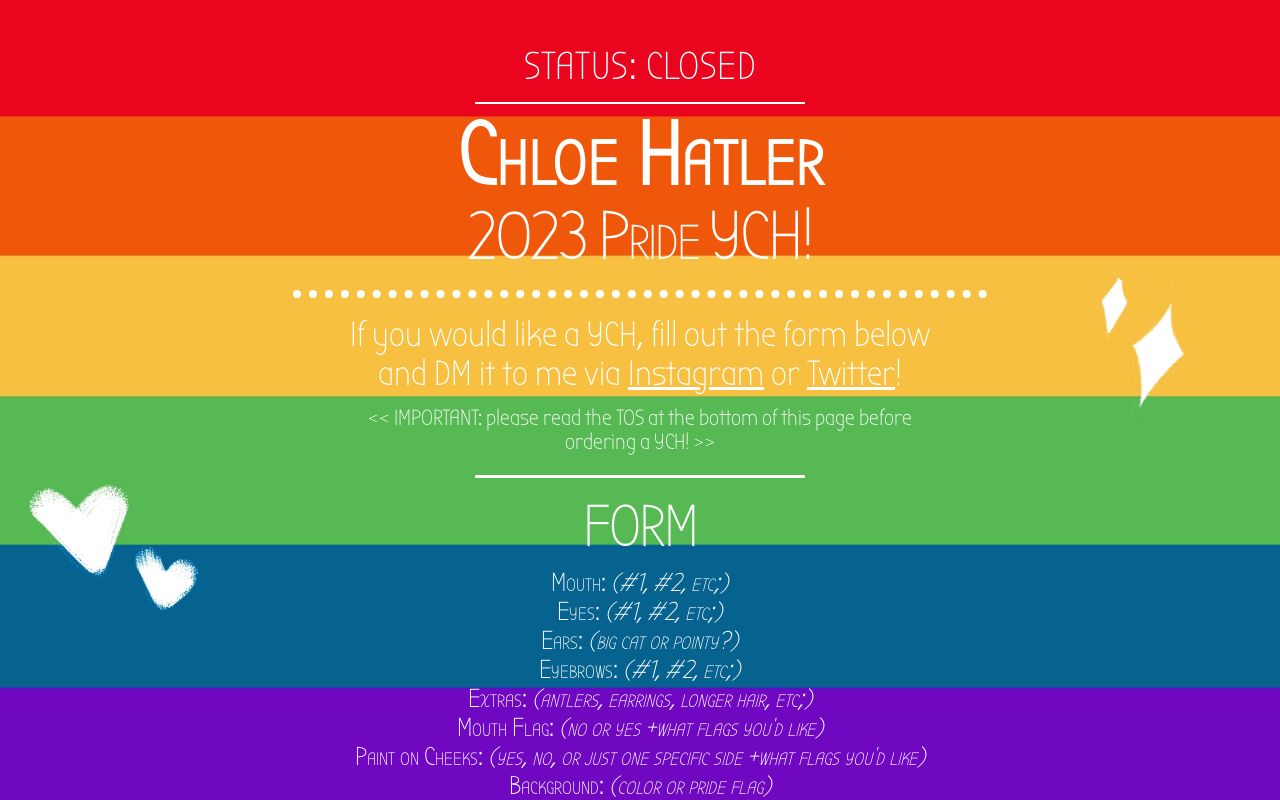 Chloe Hatler Pride YCH Sheet